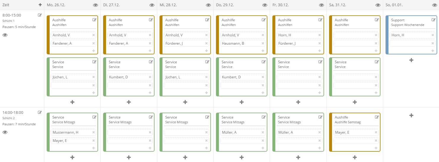 Schichtplaner Online - Kostenlos den Schichtplan / Dienstplan erstellen ...